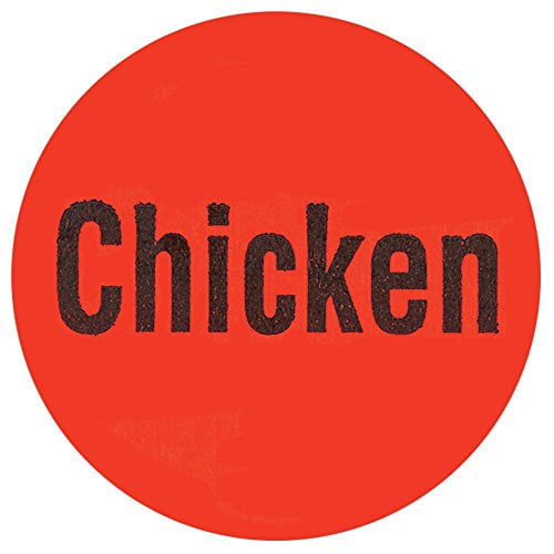Chicken Labels Red Deli Dot Packaging Labels Black Imprint - 1"Dia 1000 ...