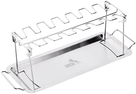 - Chicken Leg Rack for Grill with Drip Pan, 14 Slots Stainless Steel ...