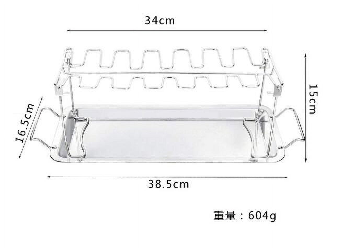 Chicken Leg Rack for Grill with Drip Pan, 14 Slots Stainless Steel ...