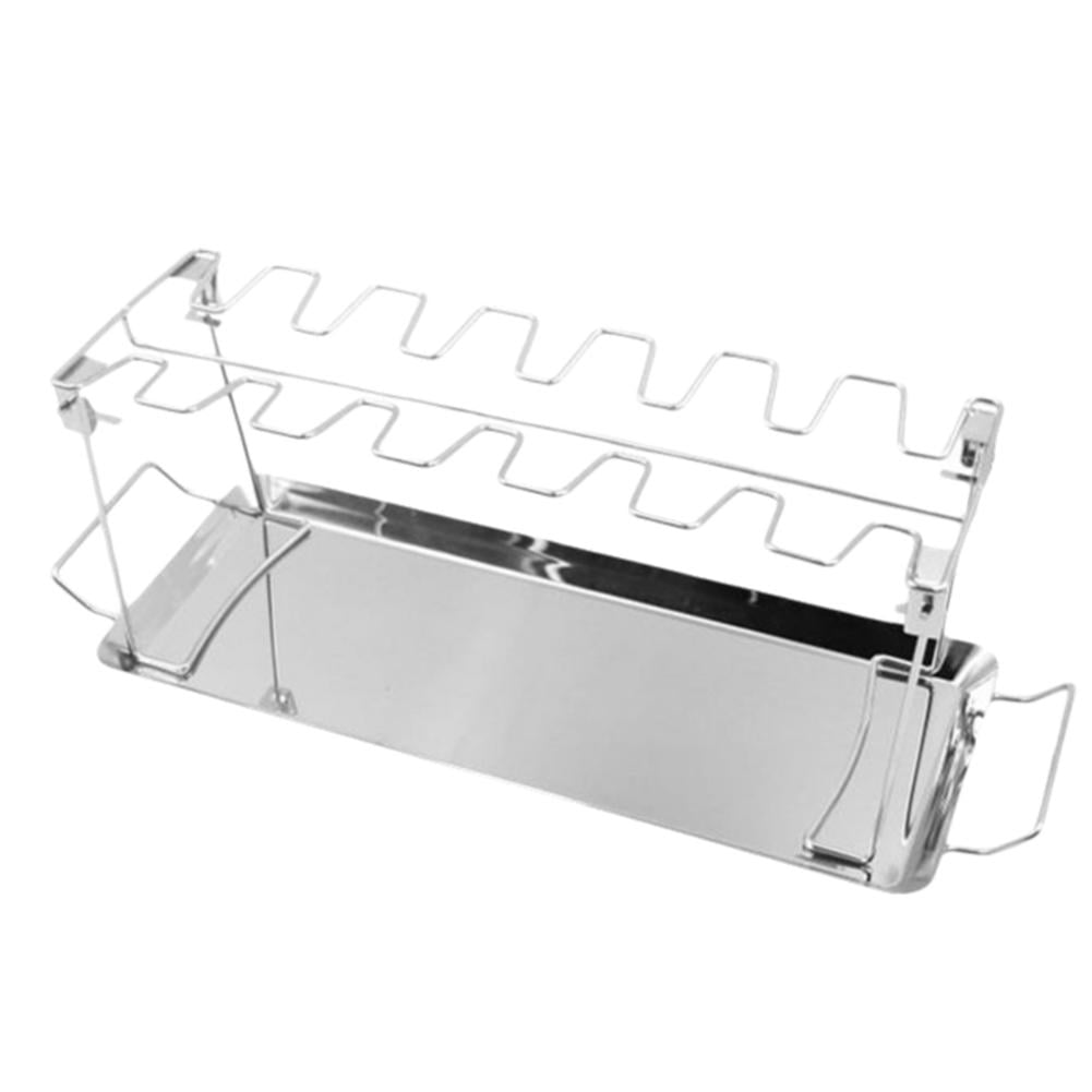 Chicken Leg Rack for Grill with Drip Tray, Easy to Use 14 Slots ...