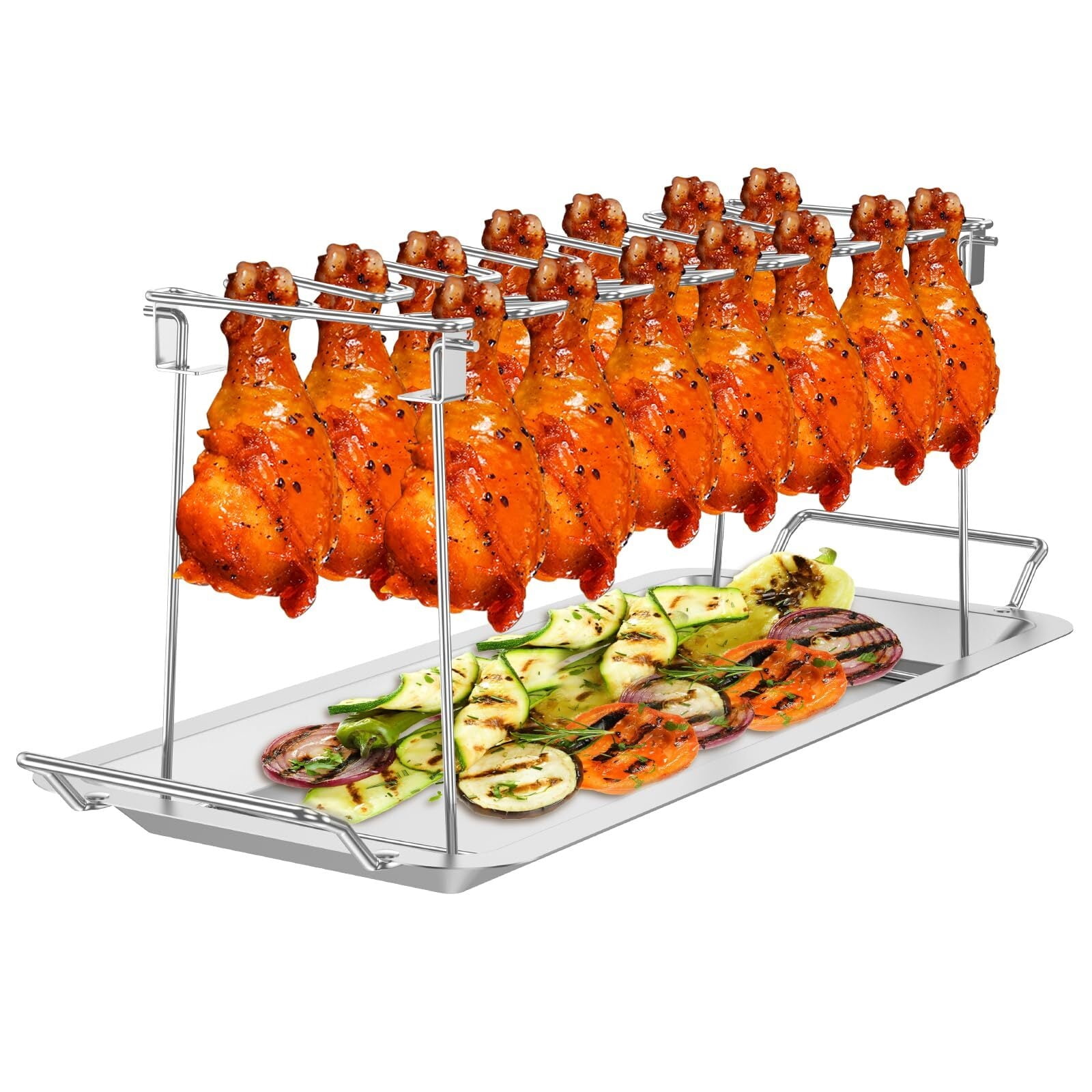 Chicken Leg and Wing Rack with Drip Tray 12 Slots Stainless Steel ...