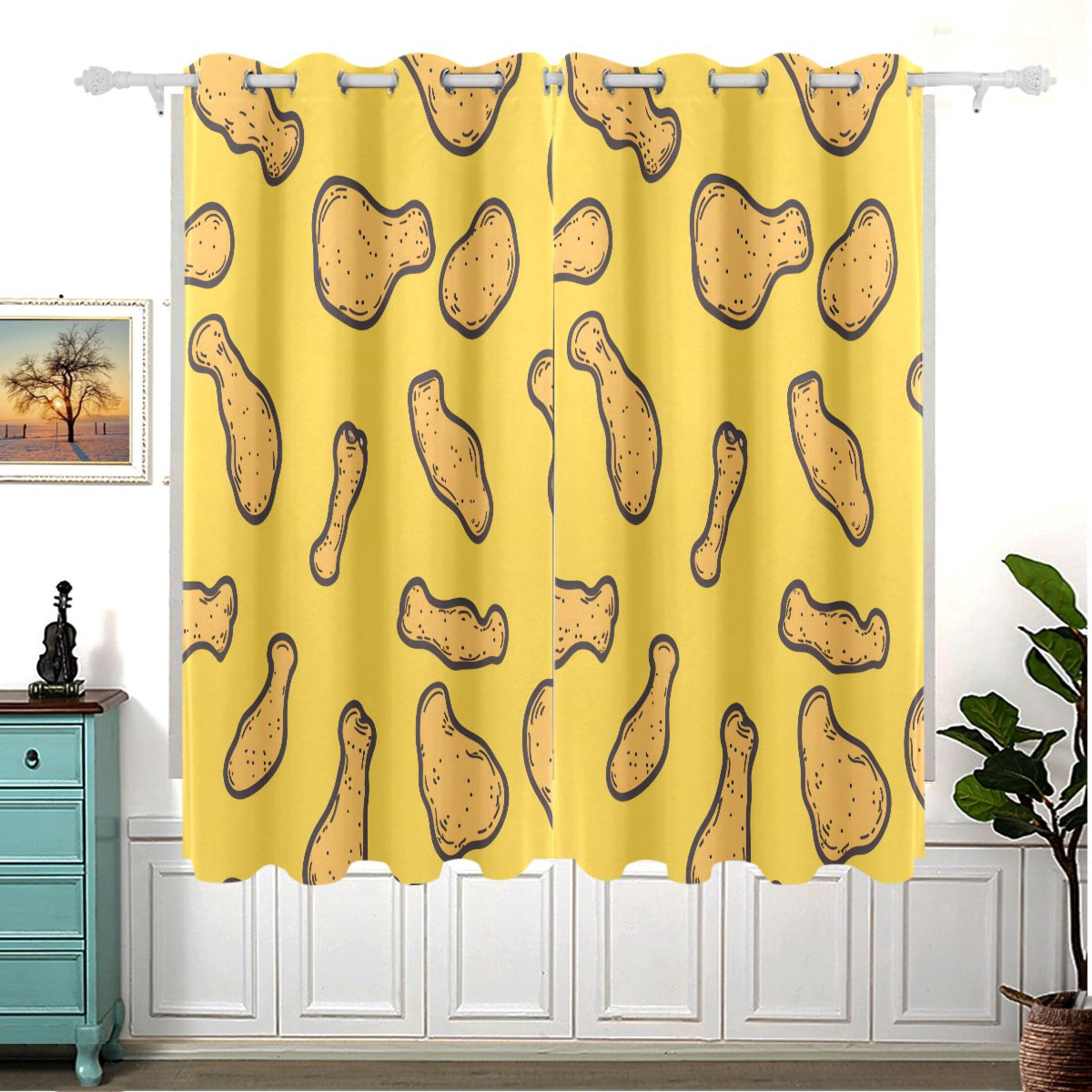Chicken Legs Blackout Curtains for Bedroom 63x55 in 2 Panels Drapes ...