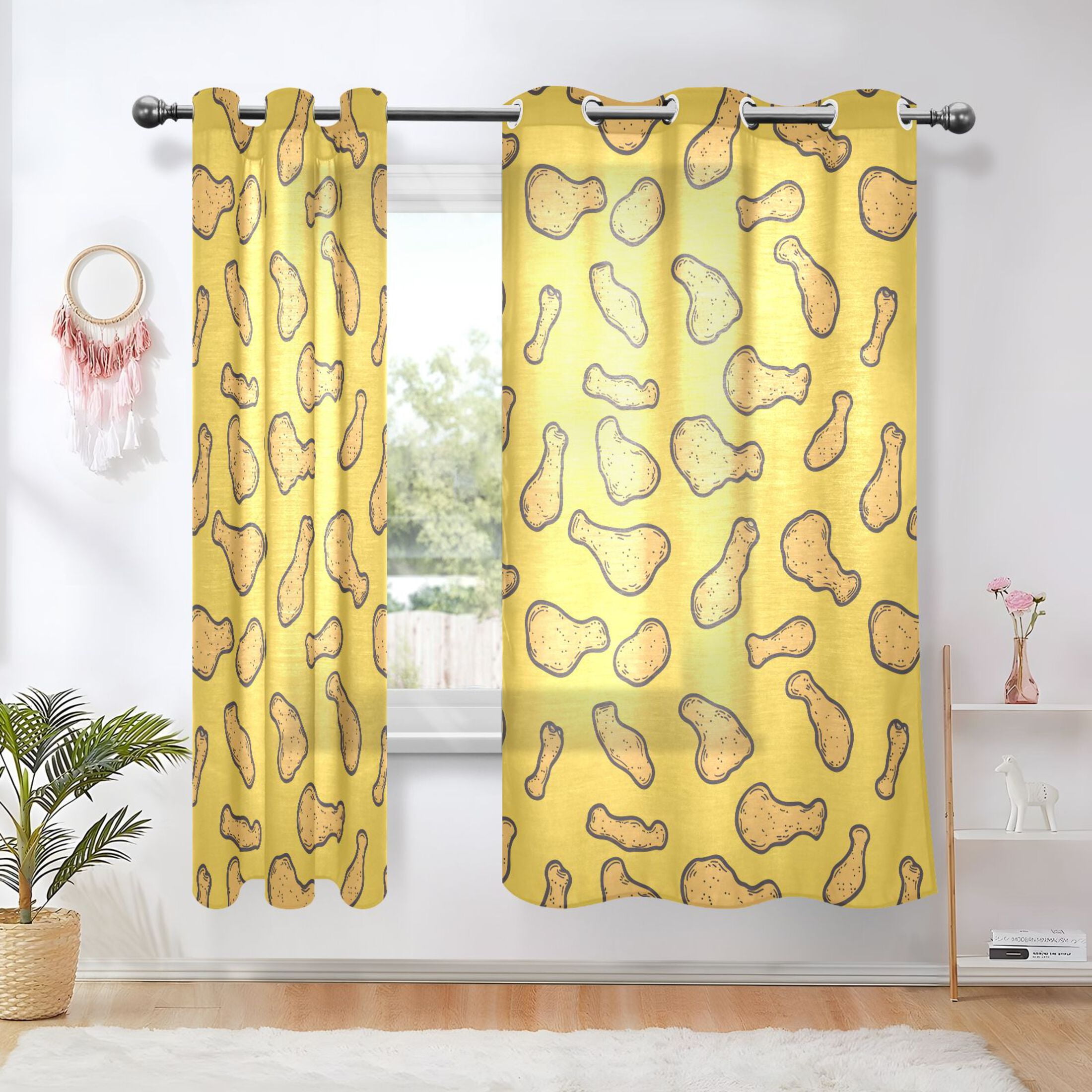 Chicken Legs Sheer Curtains 2 Panels Set Grommet Drapes for Bedroom ...