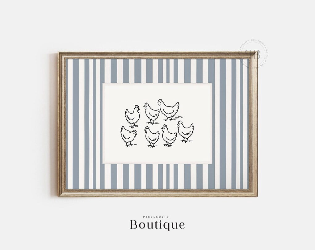 Chicken Line Art Printable, Farm Animal Kitchen Wall Decor, Animal ...