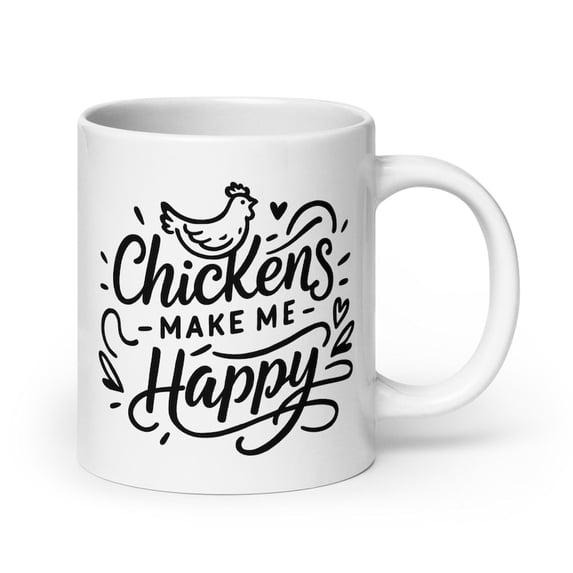 Chicken Lover Mug “Chickens Make Me Happy” Farm Coffee Cup Cute ...