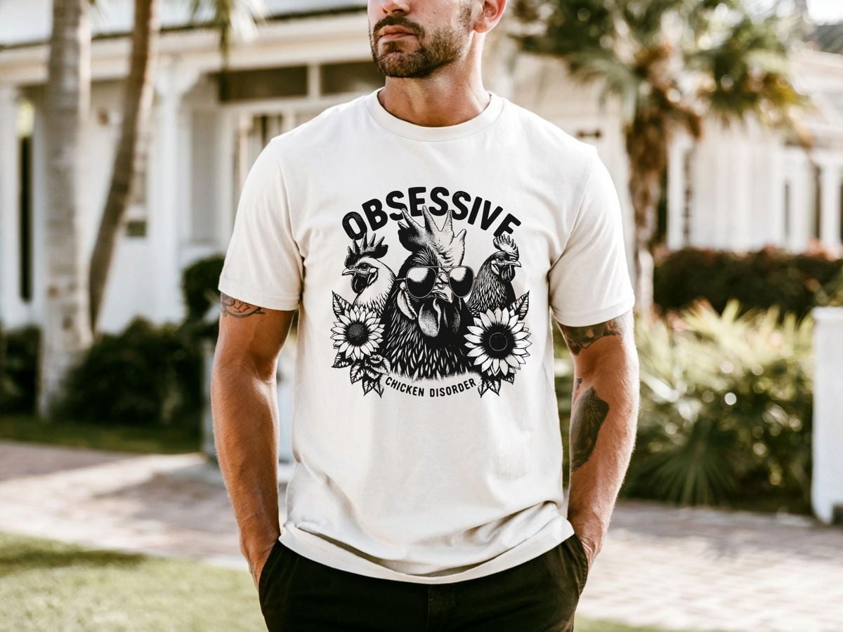 Chicken Lover Rooster with Sunflowers Graphic Tee for Farm Life Fans ...