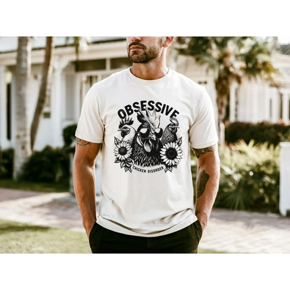 Chicken Lover Rooster with Sunflowers Graphic Tee for Farm Life Fans ...