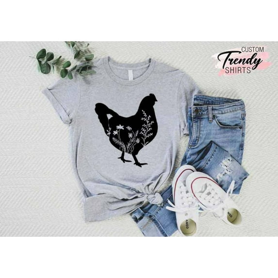 Chicken Lover Shirt, Farm Tee, Chicken Shirt, Farming Tee, Floral ...