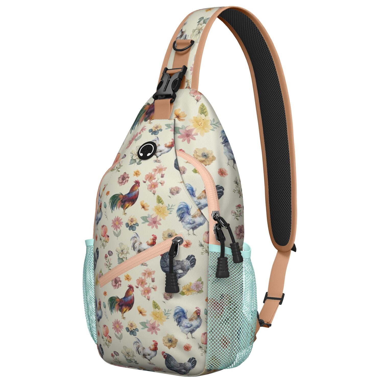 Chicken Lovers Sling Backpack, Funny Farmhouse Egg Hen Rooster Pattern ...