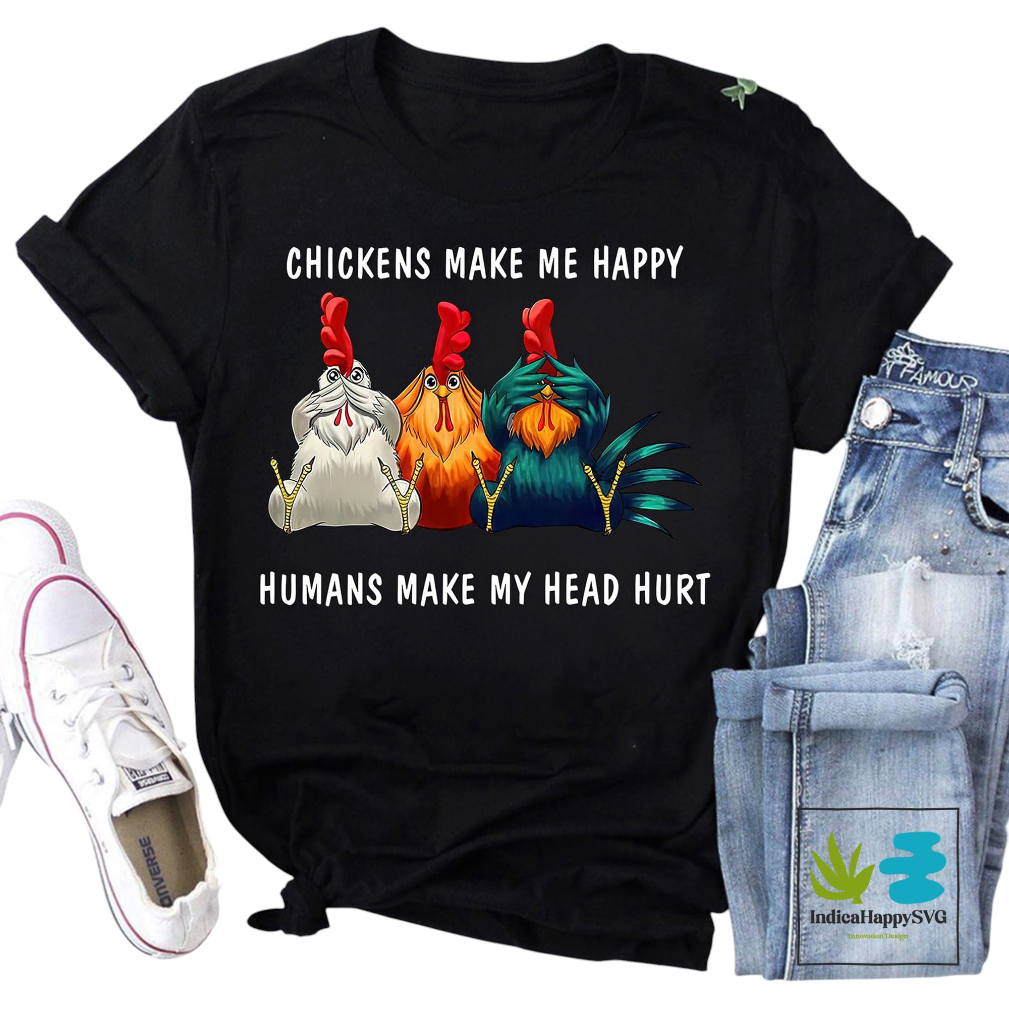 Chicken Make Me Happy Humans Make My Head Hurt Retro Unisex Classic 2D ...