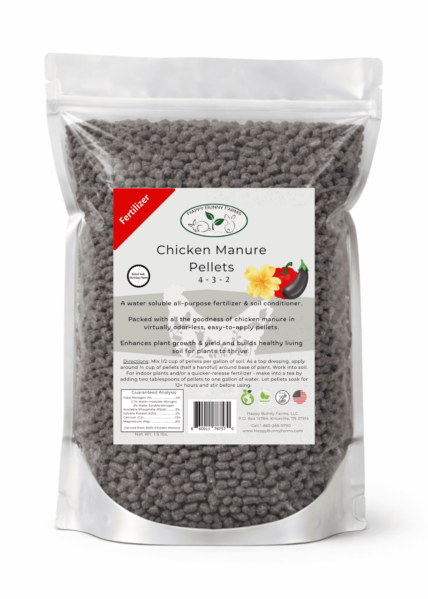 Chicken Manure Pellets, 4-3-2 NPK. Organic Plant Fertilizer and Soil ...