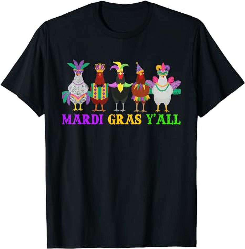 Chicken Mardi Gras Y'all Jester Hat Farming Animal Carnival T-Shirt ...