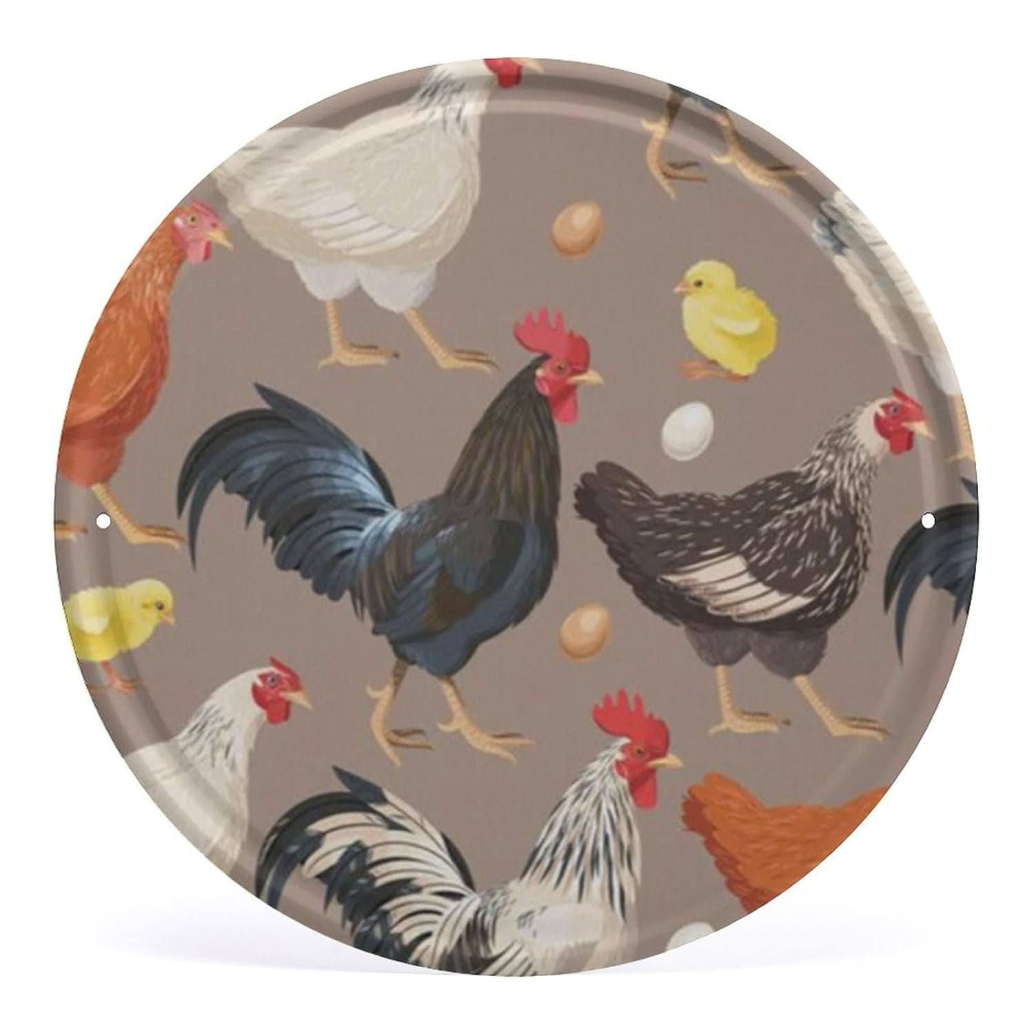 Chicken Metal Round Tin Sign Retro Art Wall Decor Antique Tin Sign ...