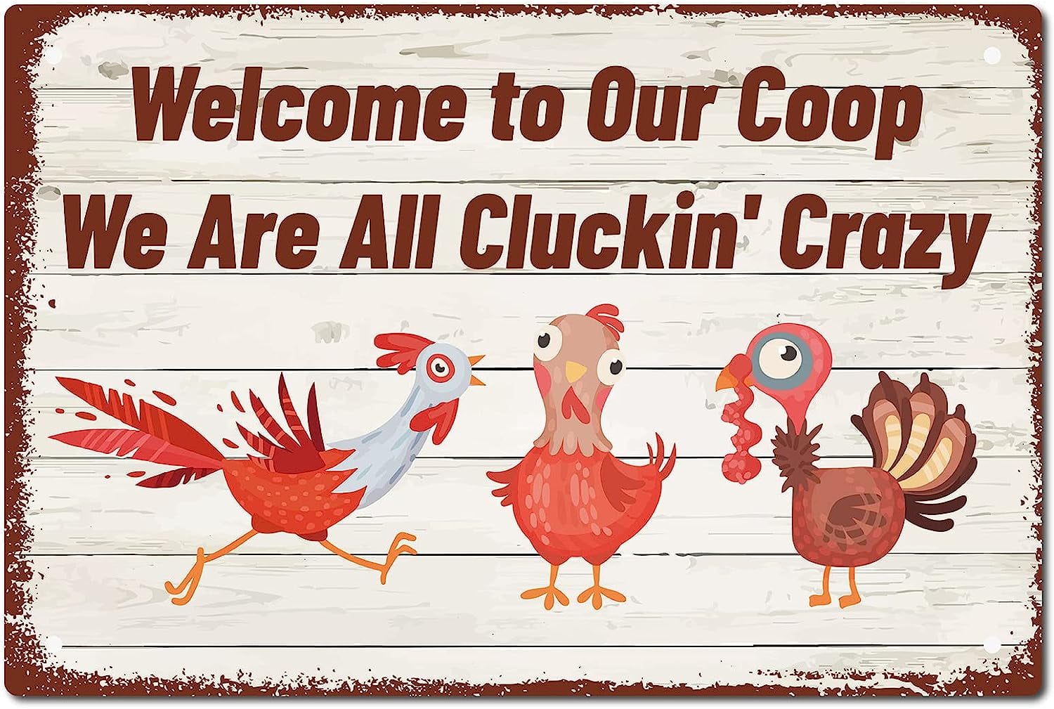 Chicken Metal Tin Sign We are All Cluckin' Crazy Funny Poster Plaques ...