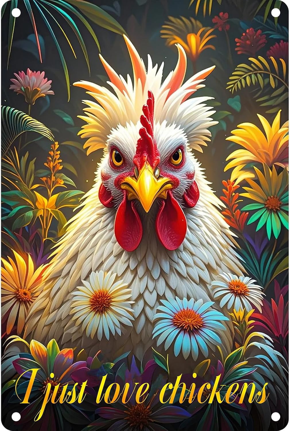 Chicken Metal Tin Sign Vintage Retro Poster Wall Art Chicken Decor for ...
