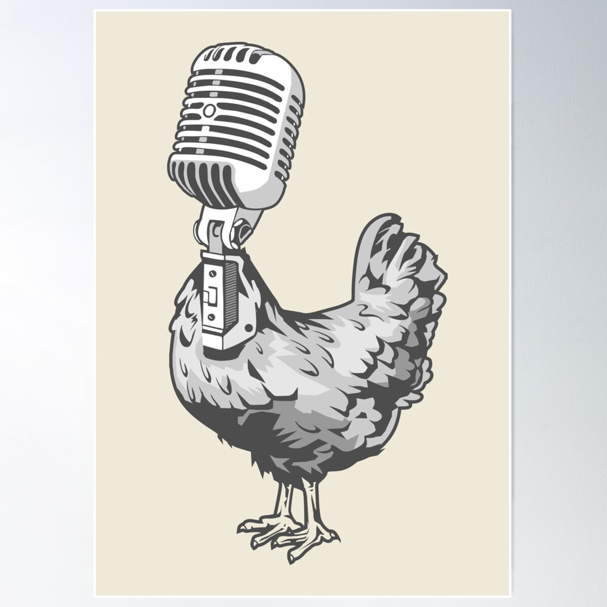 Chicken Microphone Poster Wall Art, Modern Wall Decor For Living Room ...