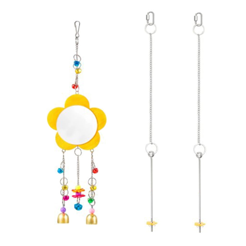 Chicken Mirror Toys with Bells Stainless Steel Veggie Feeder for Hen ...