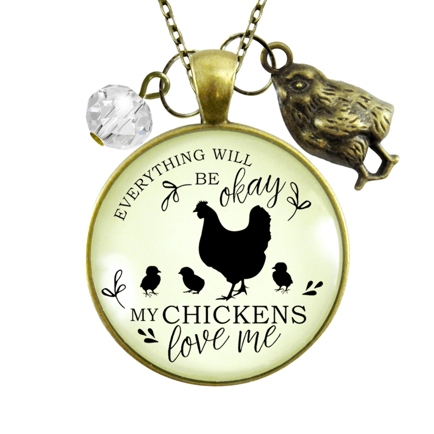 Chicken Necklace All Okay Chickens Love Me Gutsy Goodness Adult Bronze ...