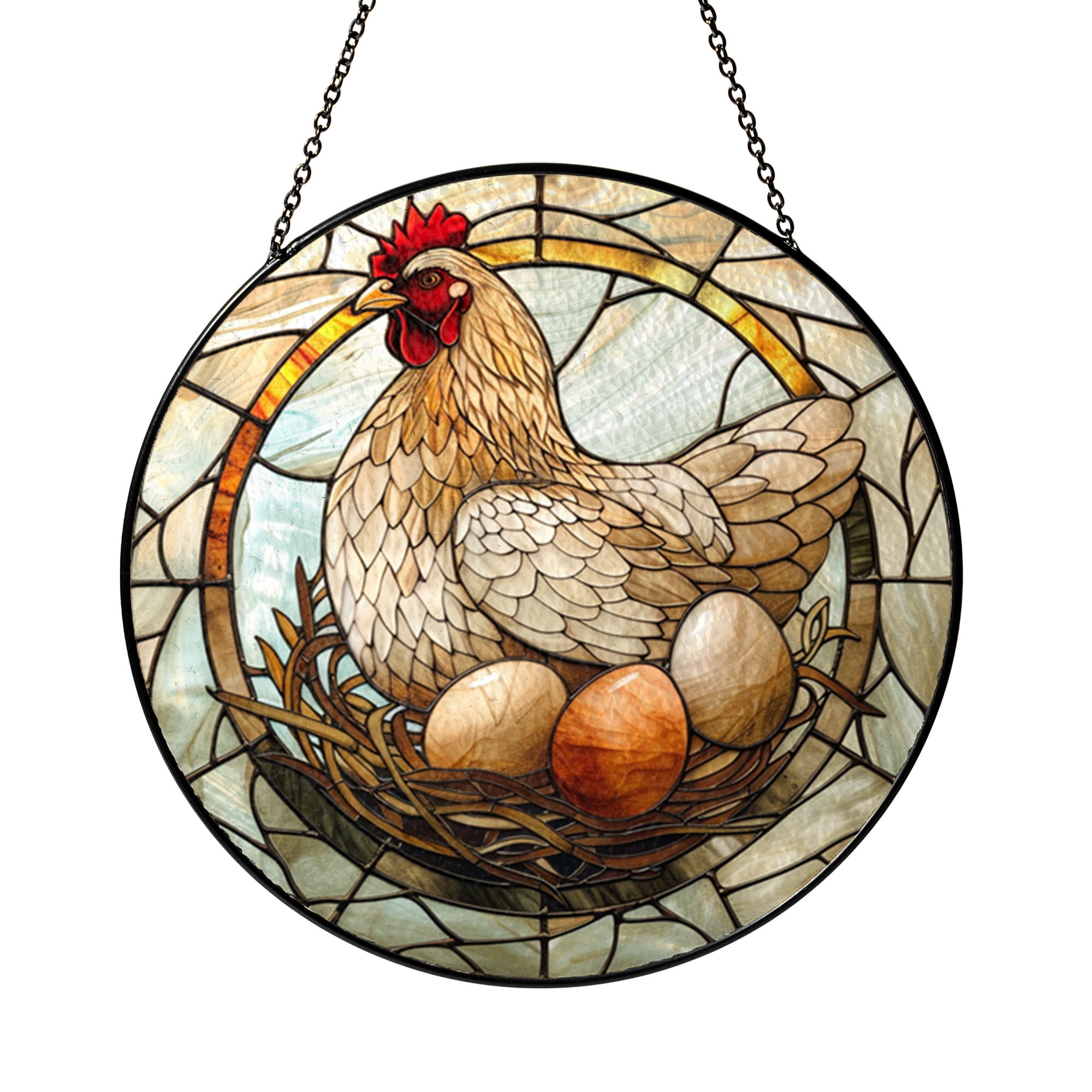 Chicken Nest Glass Style Suncatcher – Rustic Kitchen Window Decor ...