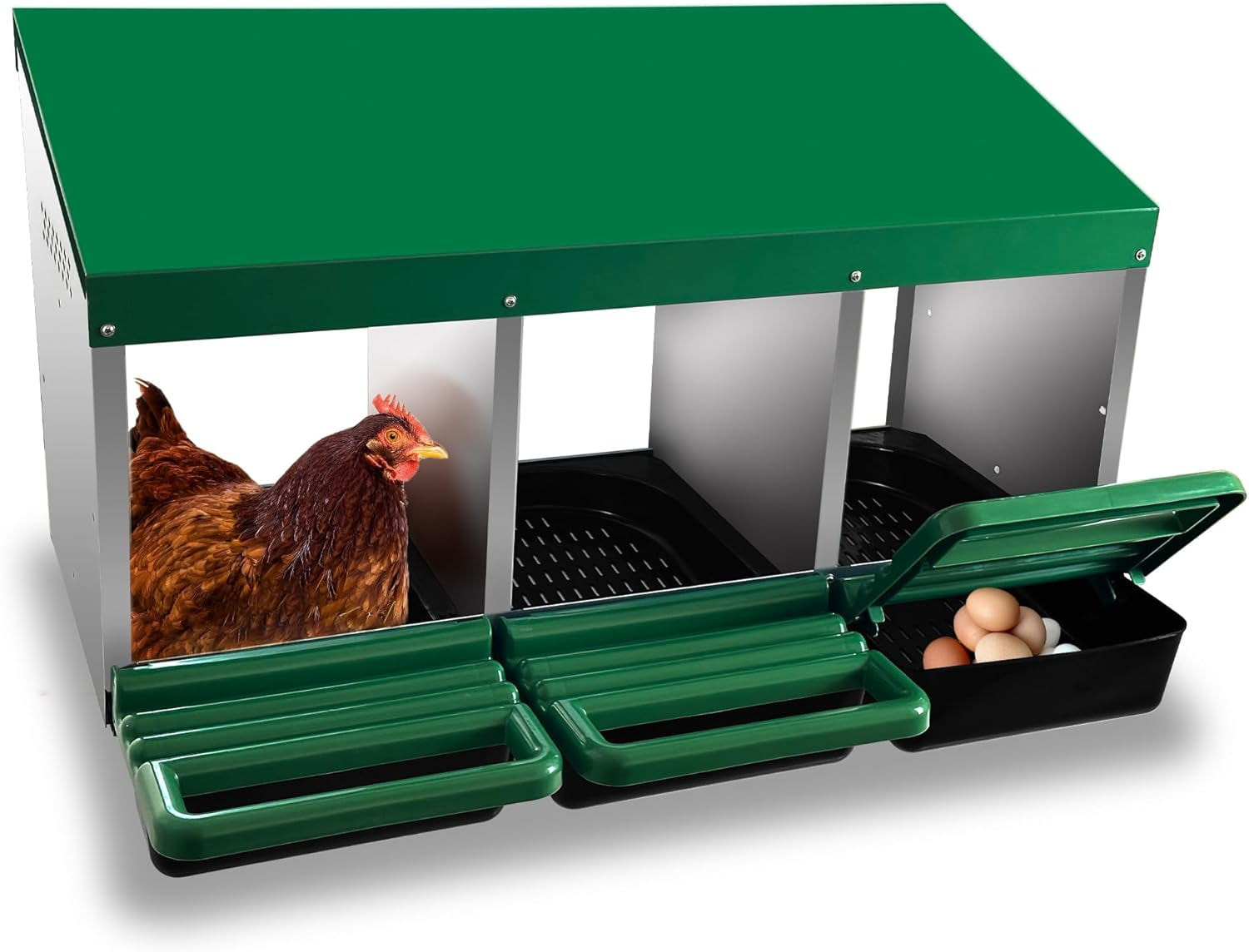 Chicken Nesting Box, 3 Compartments Chickens Egg Laying Nest Boxes for ...