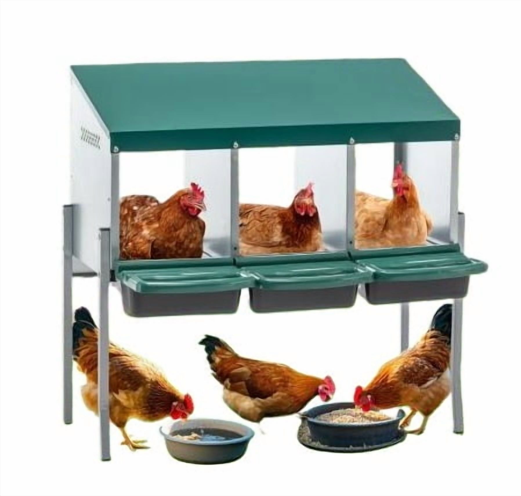Chicken Nesting Box, 3 Holes Chicken Laying Box with Legs, Nesting ...