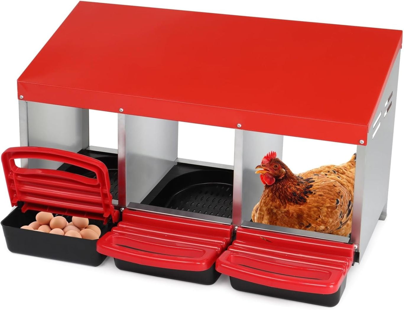 Chicken Nesting Box, 3 Holes Chickens Egg Laying Nest Boxes for Hens, 3 ...