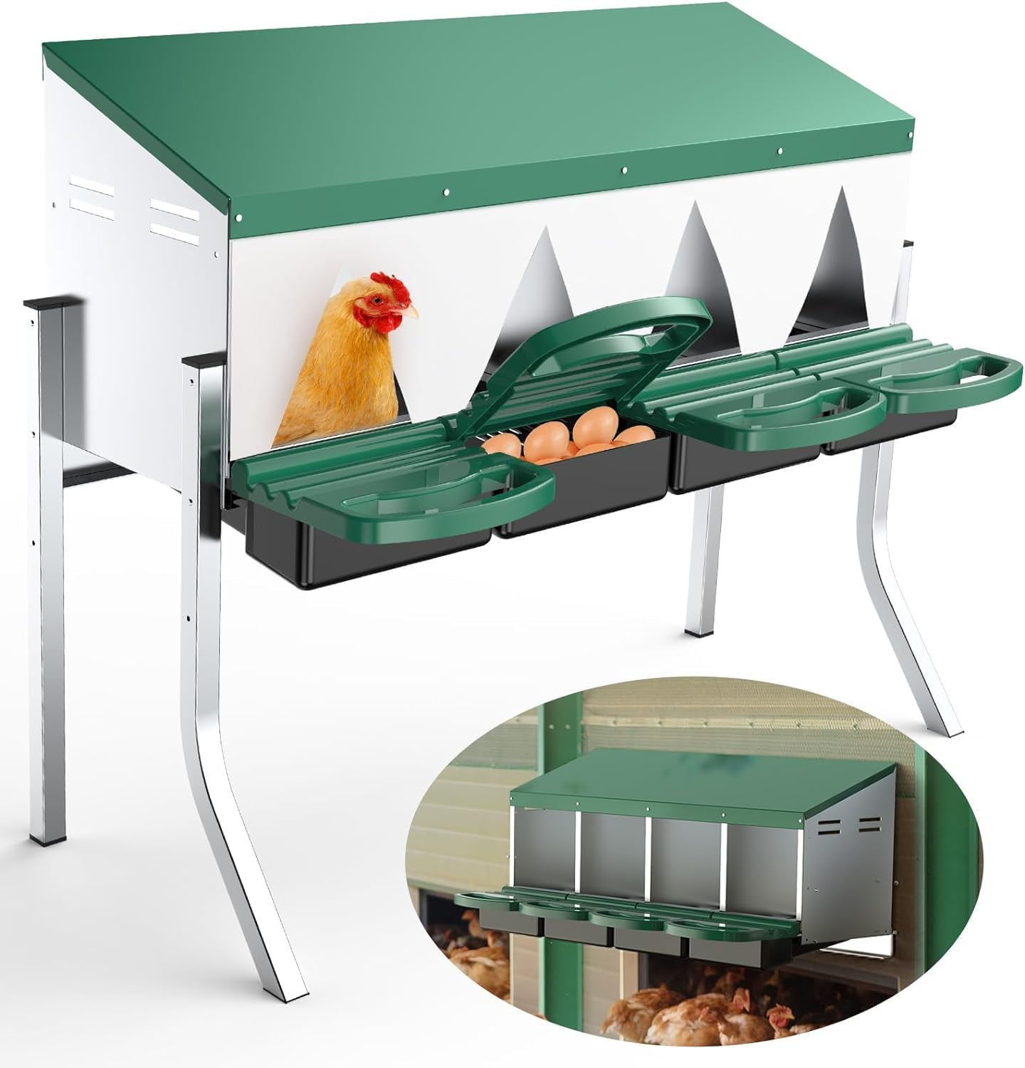 Chicken Nesting Box 4 Compartments Chicken Eggs Laying Box for Chicken ...