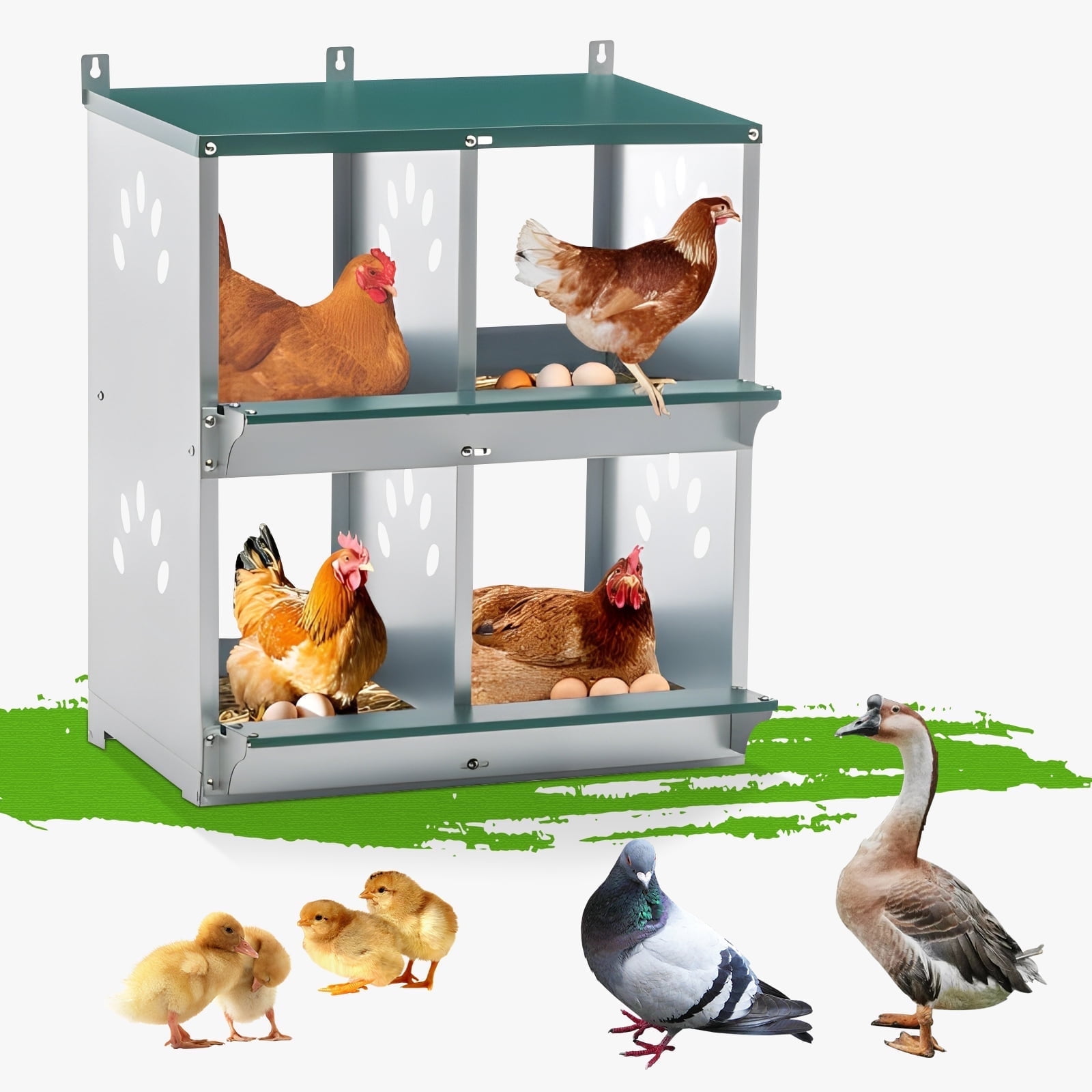 Chicken Nesting Box, 4 Hole Nest Boxes for Laying Eggs, Heavy Duty ...