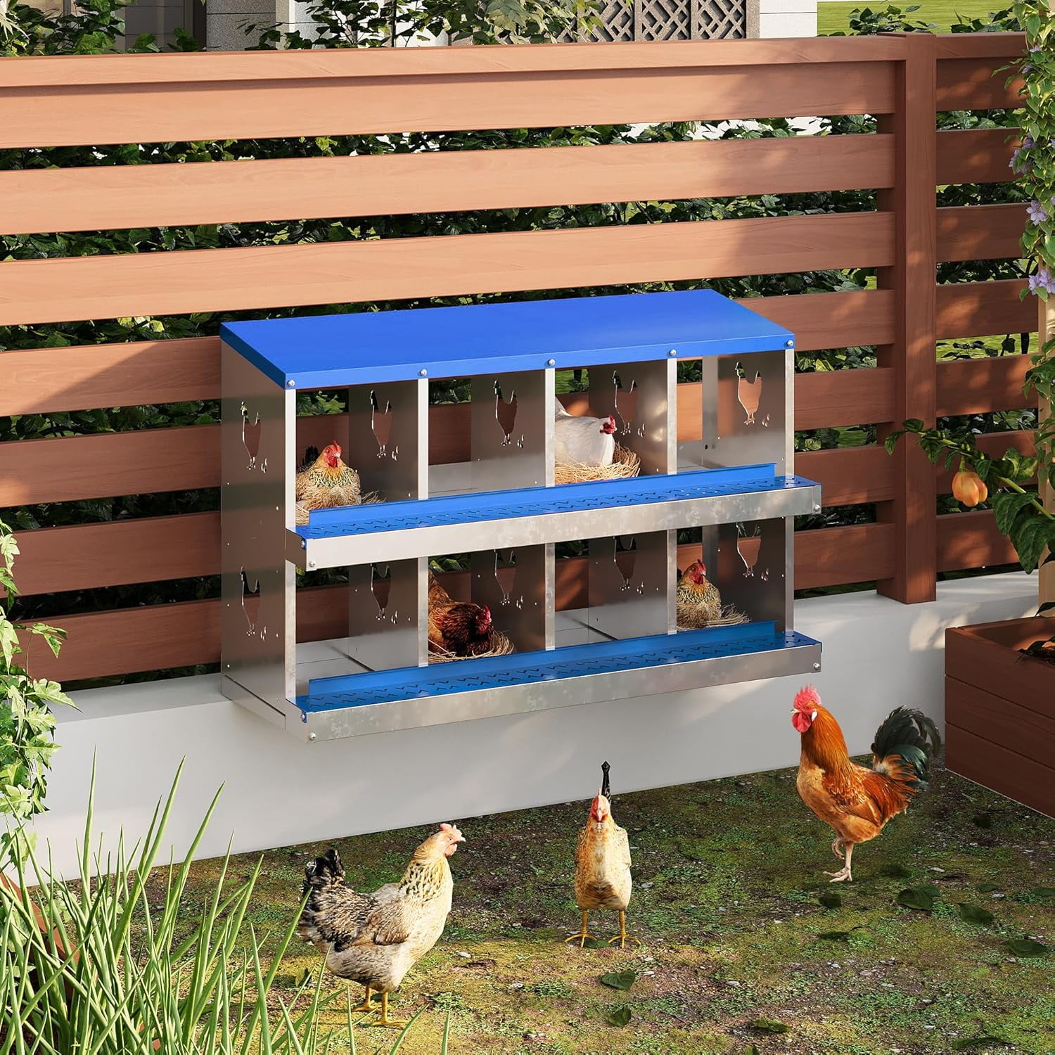 Chicken Nesting Box 6/8/10 Compartment Galvanized Steel Chicken Laying ...