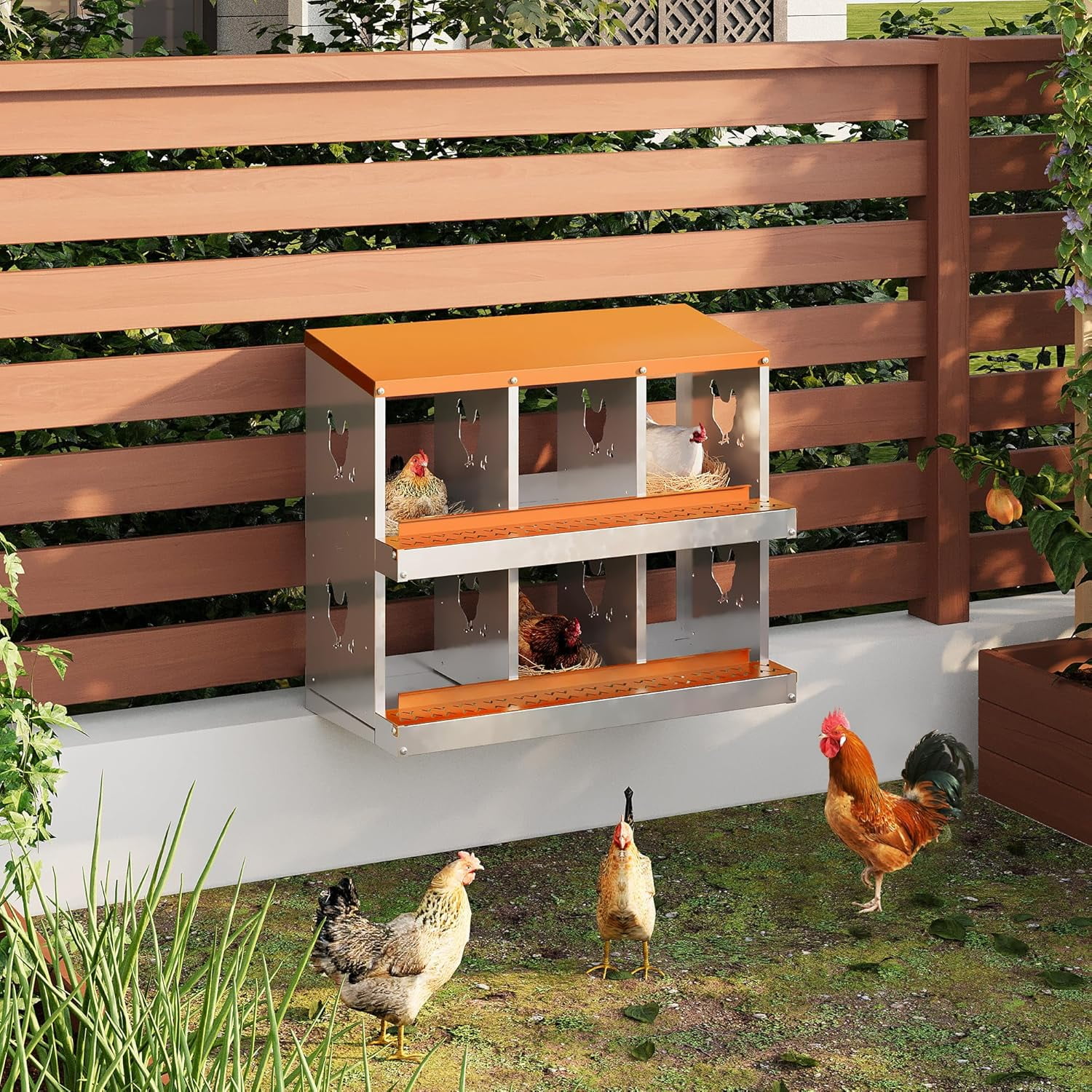 Chicken Nesting Box 6/8/10 Compartment Galvanized Steel Chicken Laying ...