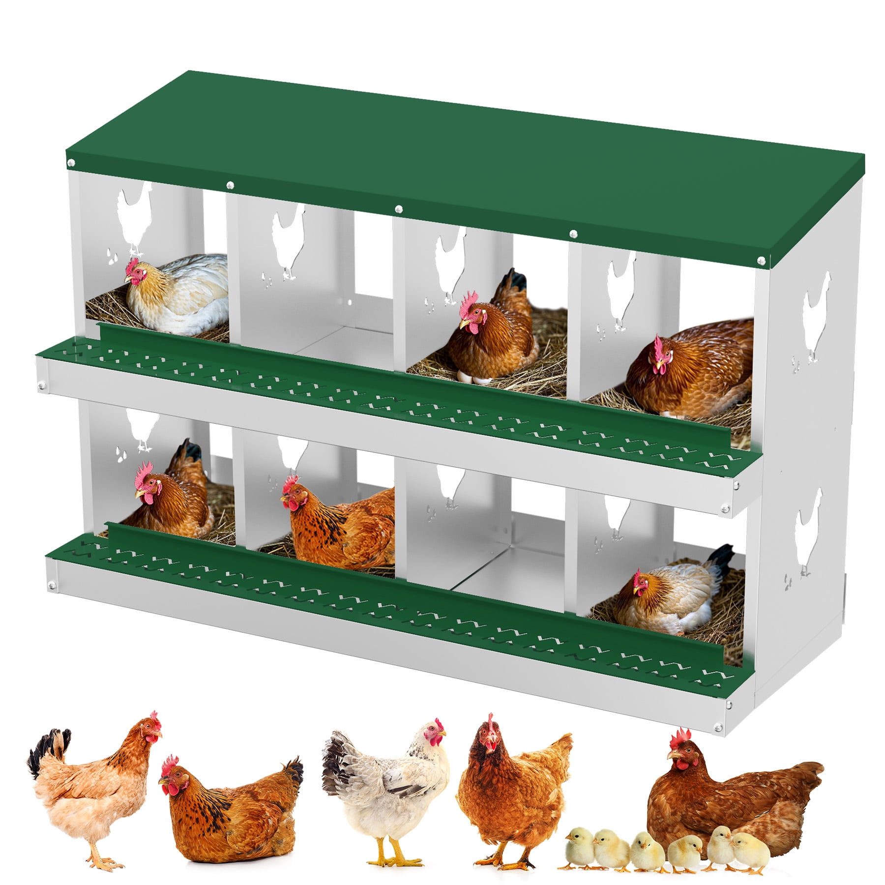 Chicken Nesting Box, 6 8 10-Compartment Heavy Duty Galvanized Hen ...
