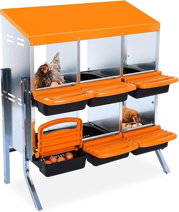 Chicken Nesting Box,6 Compartment Metal Nesting Box,Chickens Laying Egg ...