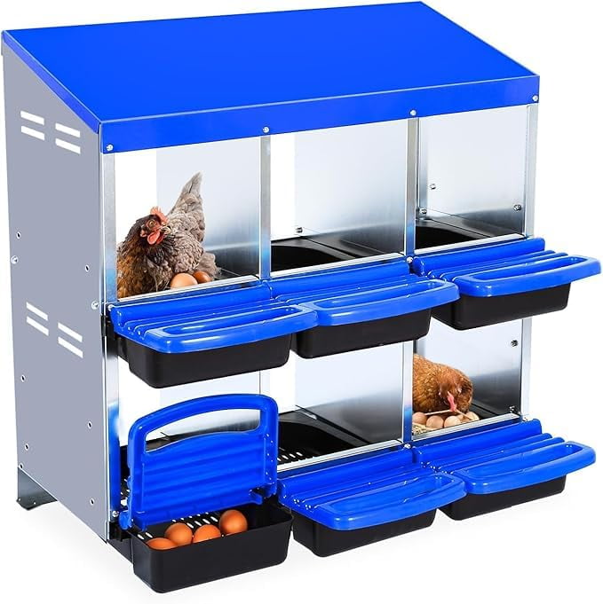 Chicken Nesting Box,6 Compartment Metal Nesting Box,Chickens Laying Egg ...