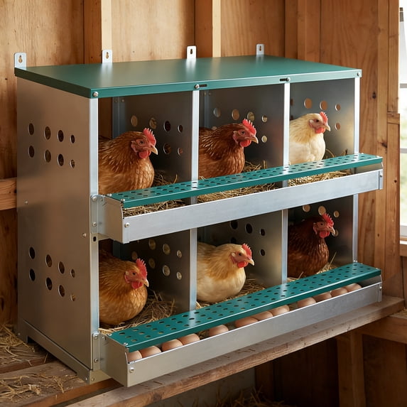 Chicken Nesting Box, 6 Compartment Metal Nesting Boxes for Hens Laying ...