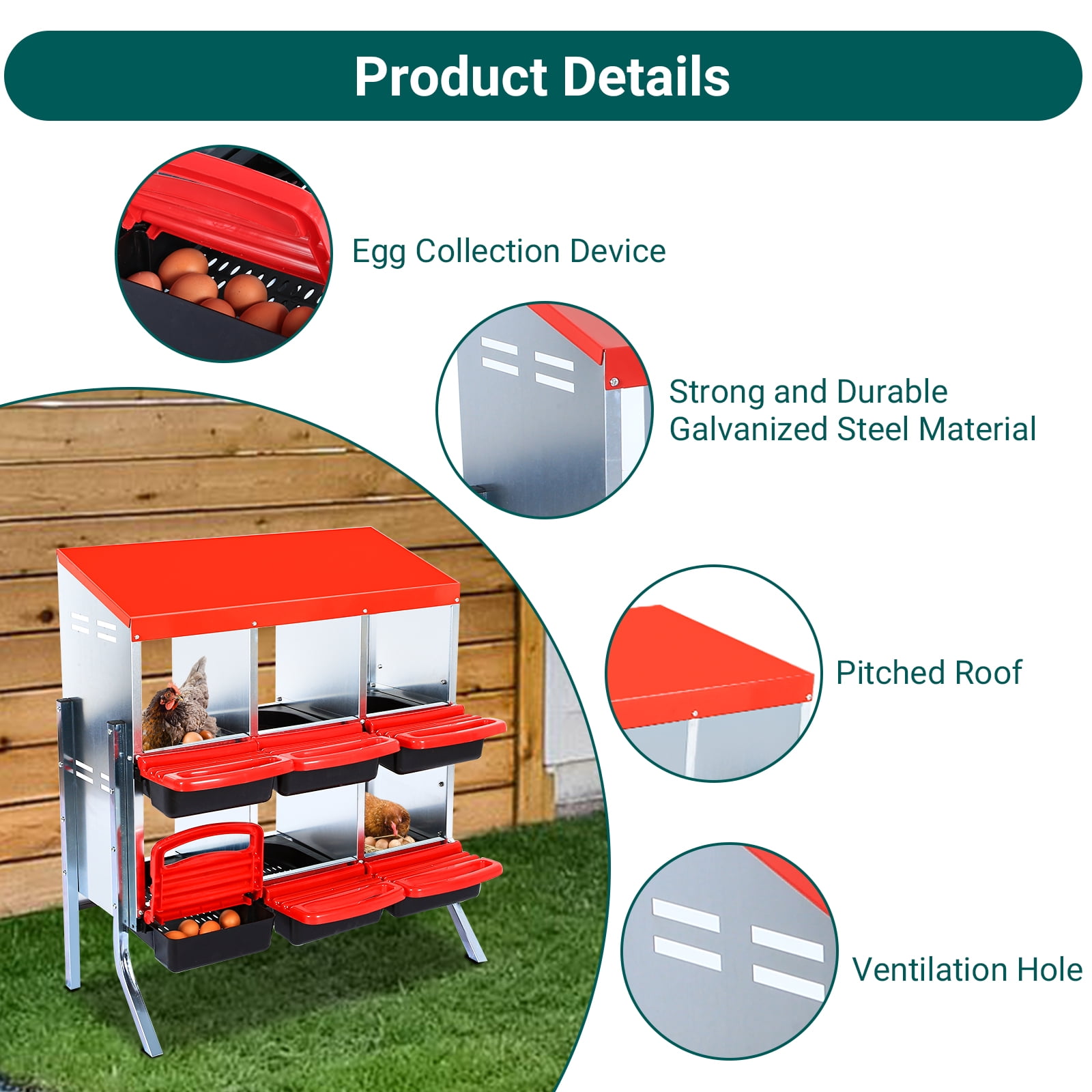 Chicken Nesting Box,6 Hole/8 Hole/10 Hole 2 Layer Hen Nest Boxes,Roll ...