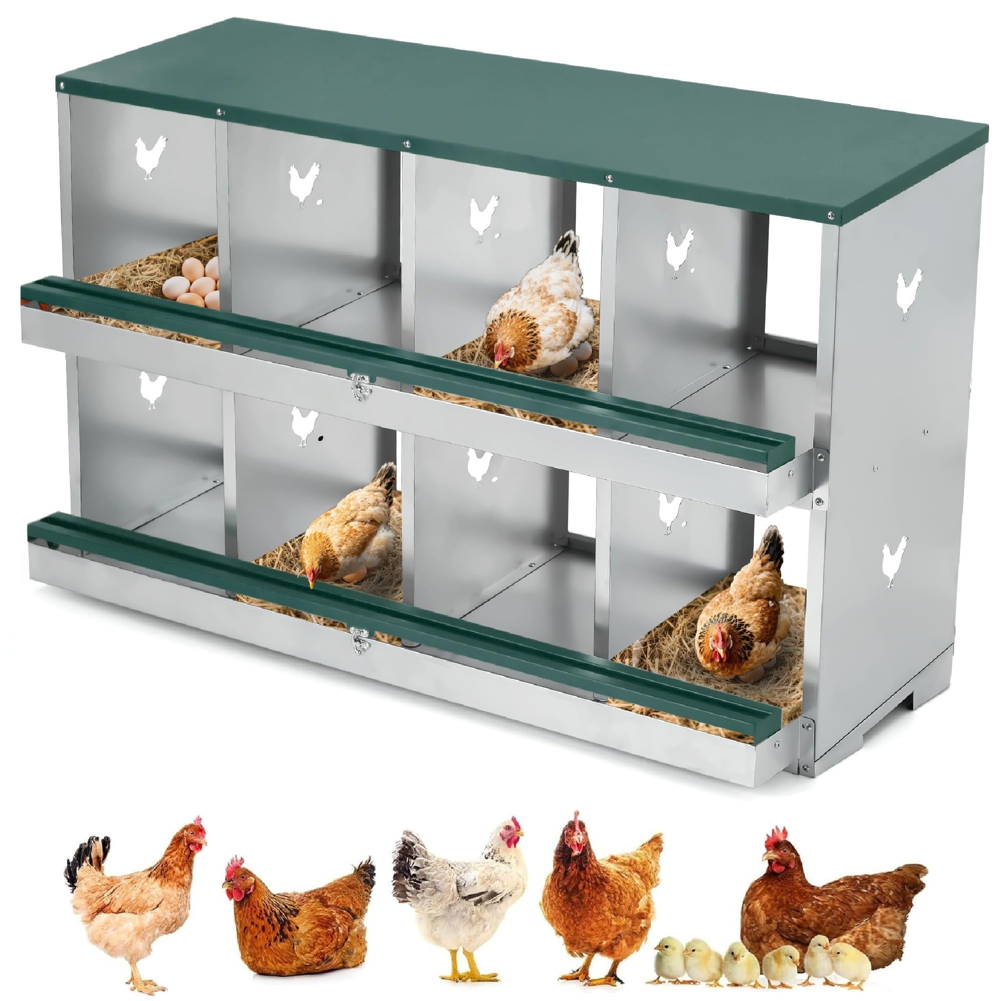 Chicken Nesting Box,6 Holes Nesting Boxes,Heavy Duty Metal Laying Boxes ...