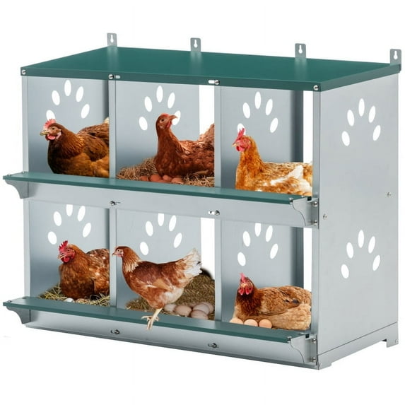 Chicken Nesting Box, 6 Room Metal Nesting Boxes for Chicken,Galvanized ...