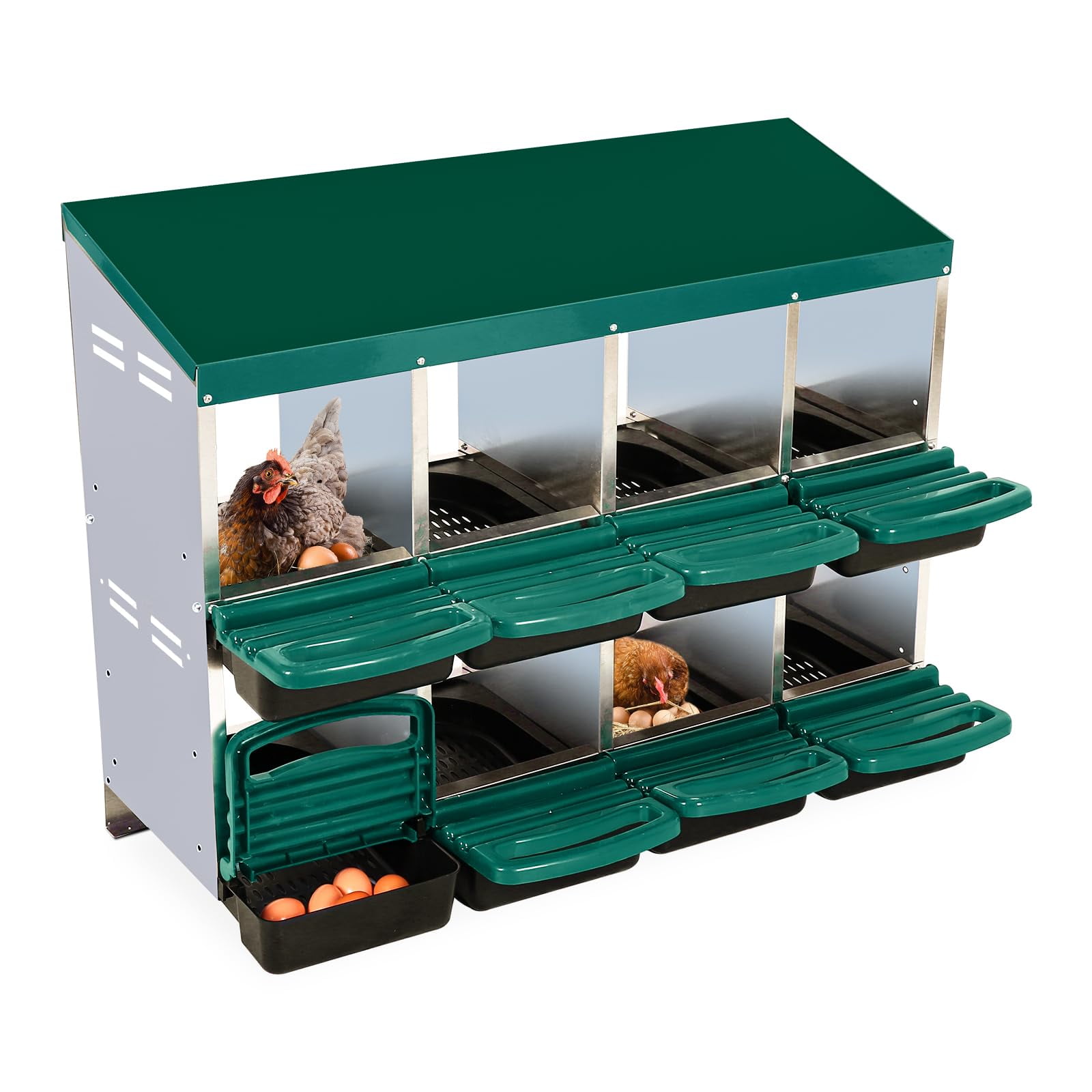 Chicken Nesting Box, 8/10 Compartment Nesting Box, Metal Roll Away Nest ...
