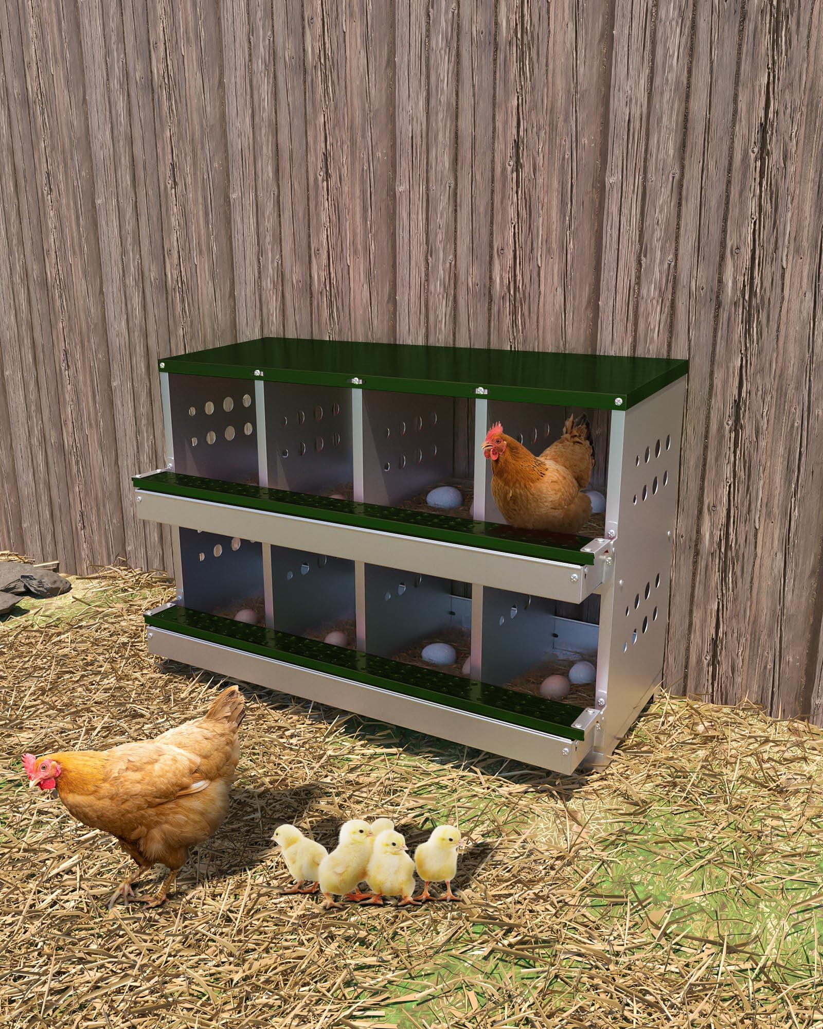 Chicken Nesting Box, 8 Compartment Metal Nesting Box, 8 Room Nesting ...