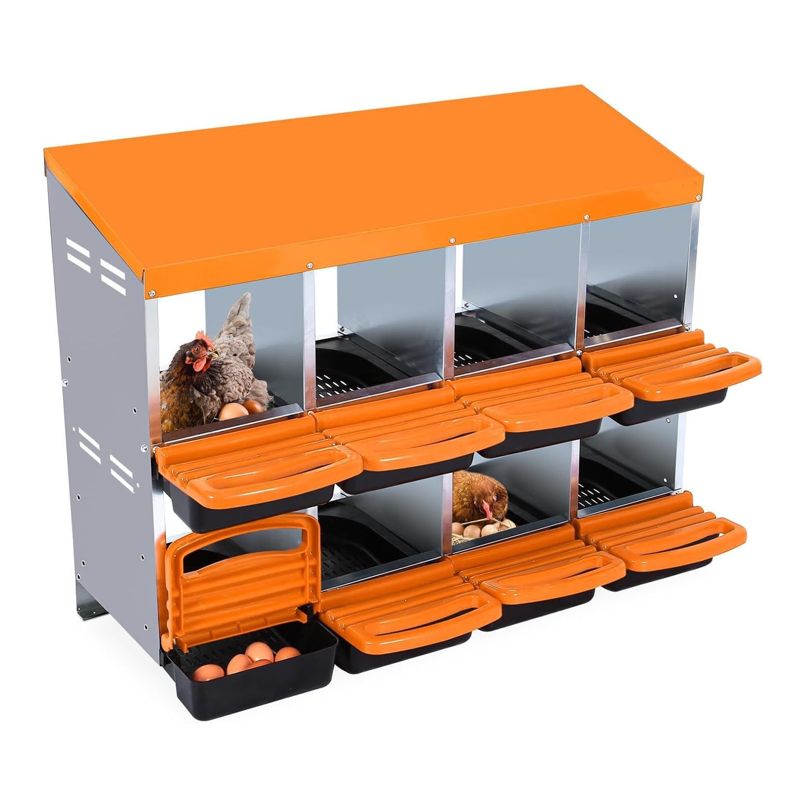Chicken Nesting Box, 8 Compartments Nesting Boxes for Chickens, Chicken Laying Boxes, Roll Away ...