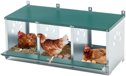 Chicken Nesting Box for Laying Eggs, 3 Rooms Chicken Nesting Boxes,Wall ...