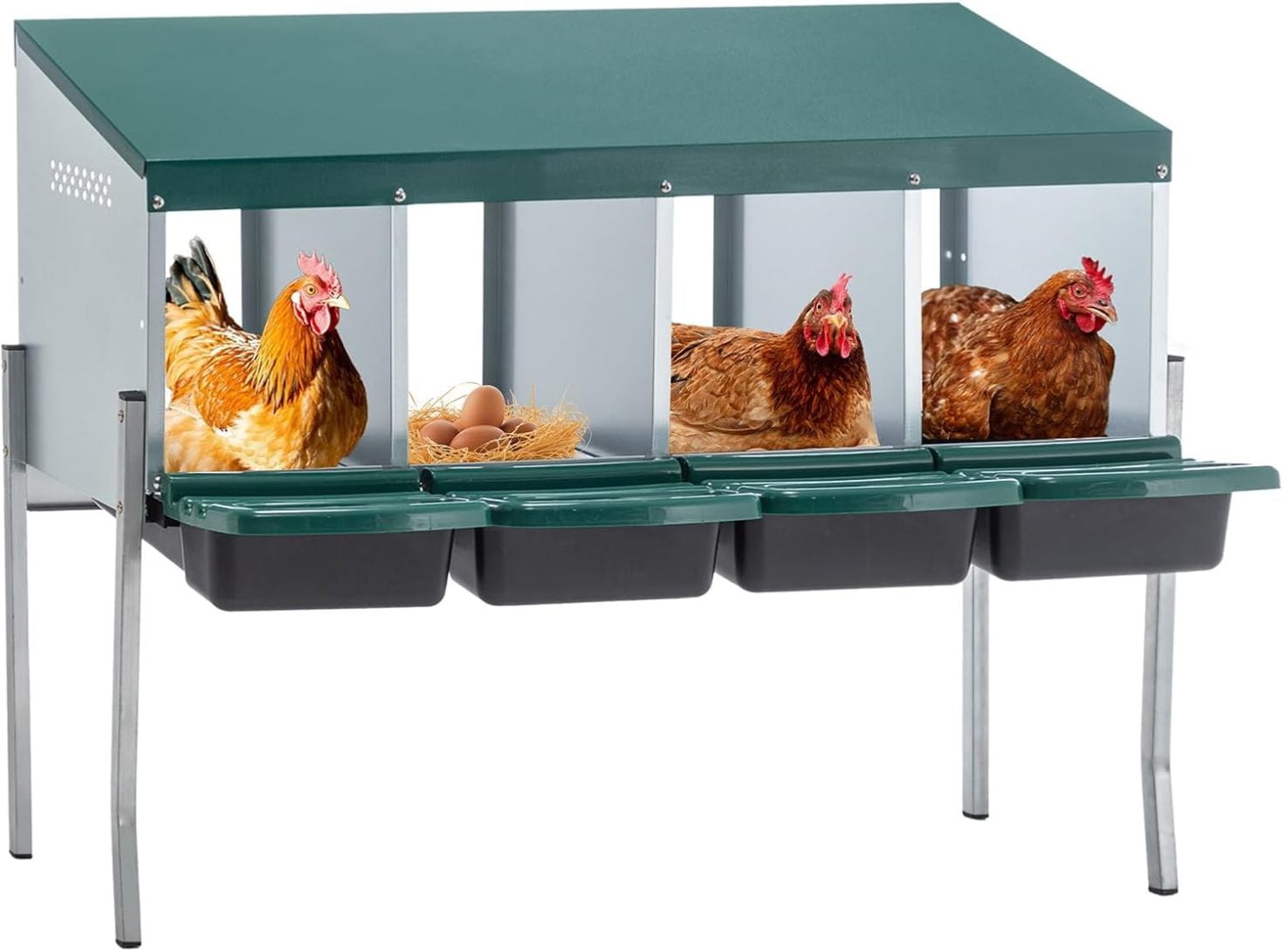 Chicken Nesting Box for Laying Eggs - 4 Room Chicken Laying Boxes ...