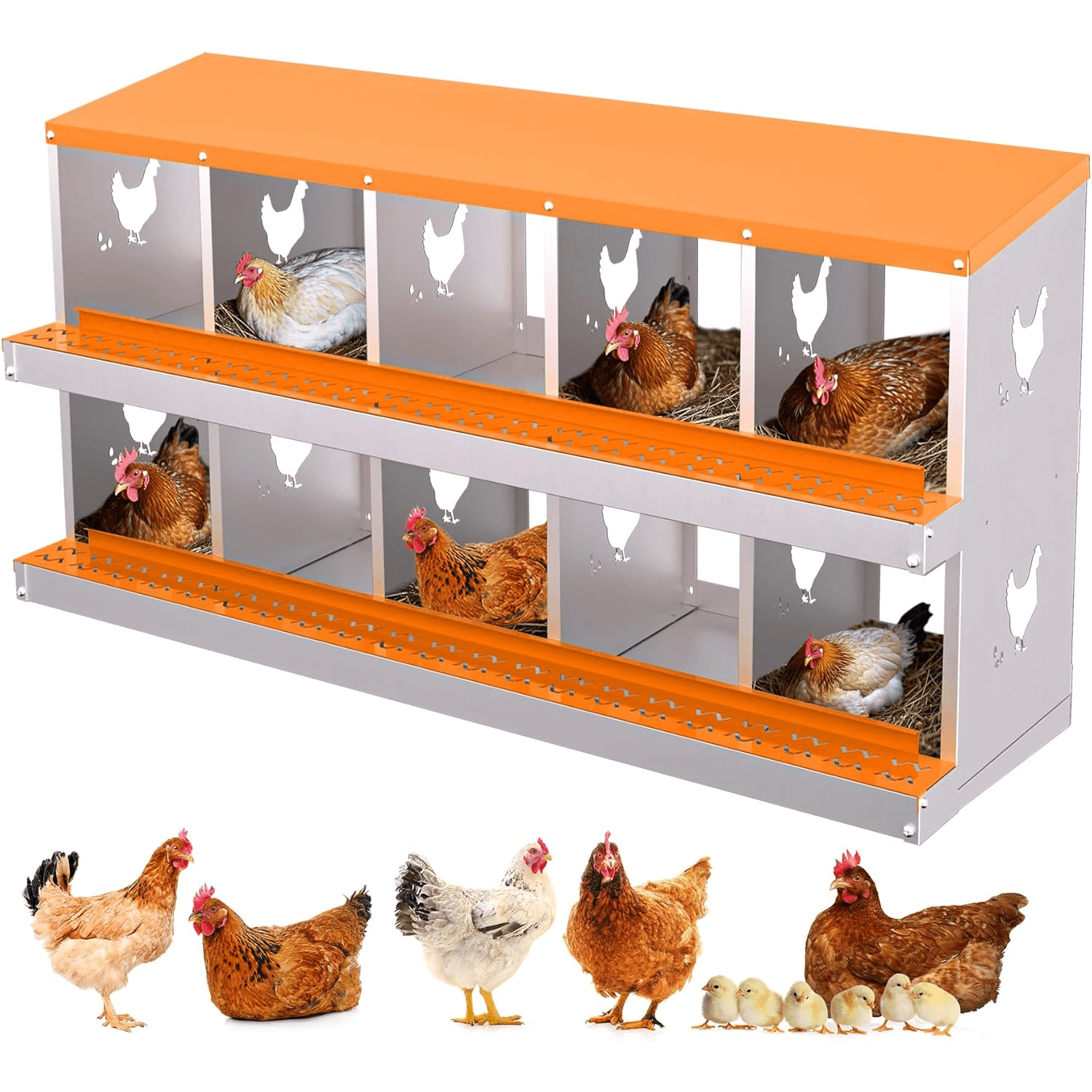 Chicken Nesting Box Metal Chicken Laying Boxes with Legs Roll Away Eggs ...