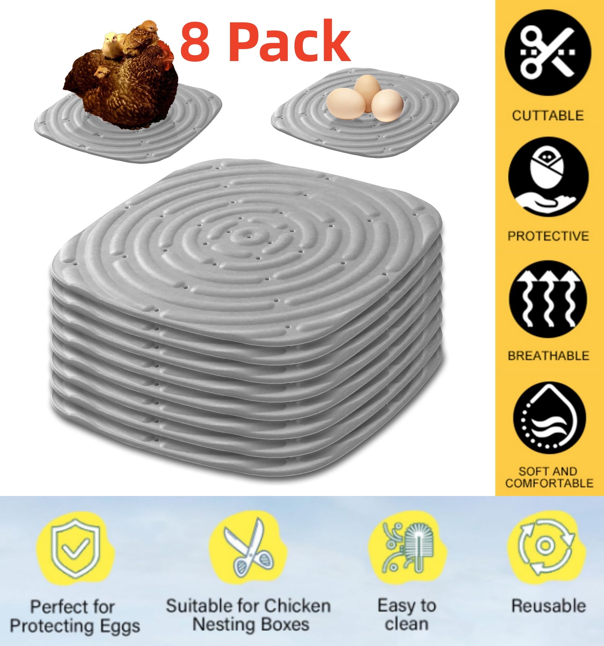 Chicken Nesting Box Pads for Laying Eggs 8-Pack Washable Nest Box ...