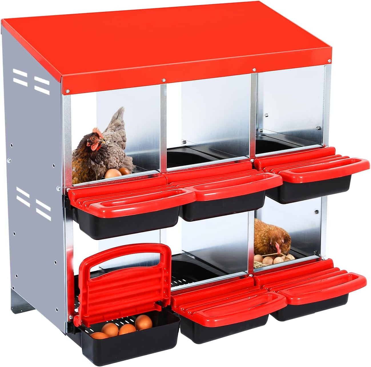 Chicken Nesting Box with Bracket, Tray for Egg Collection, Holes for ...