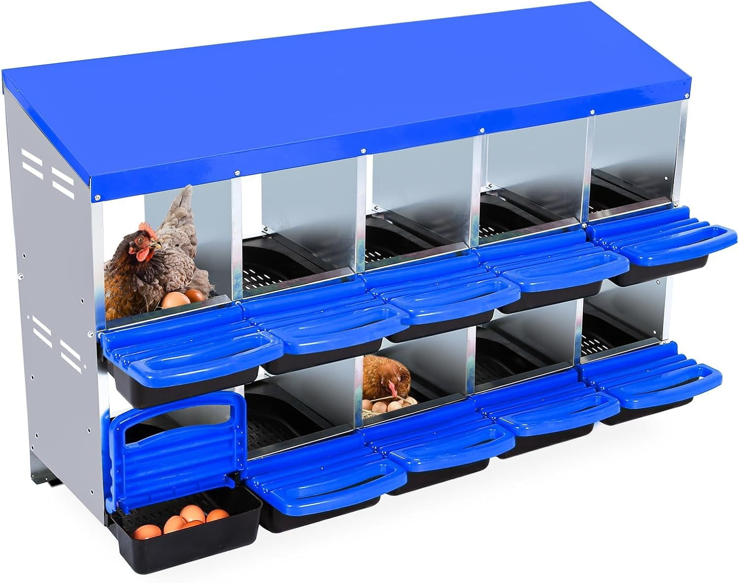 Chicken Nesting Boxes,10 Compartment Metal Roll Away Nest Box for ...