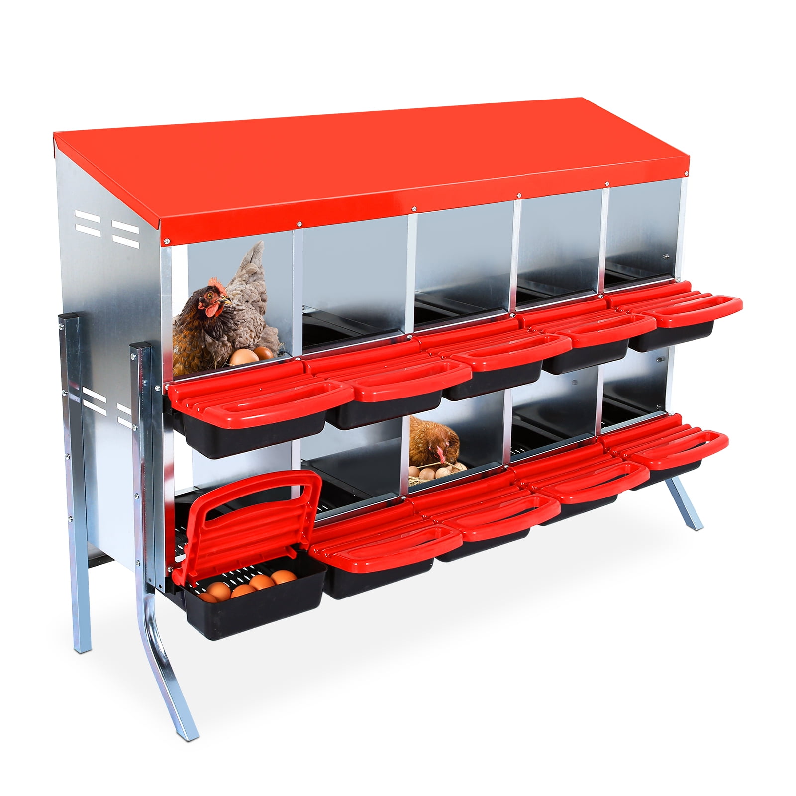 Chicken Nesting Boxes, 10-Compartment Roll Away Nest Box w/Leg, Wall ...