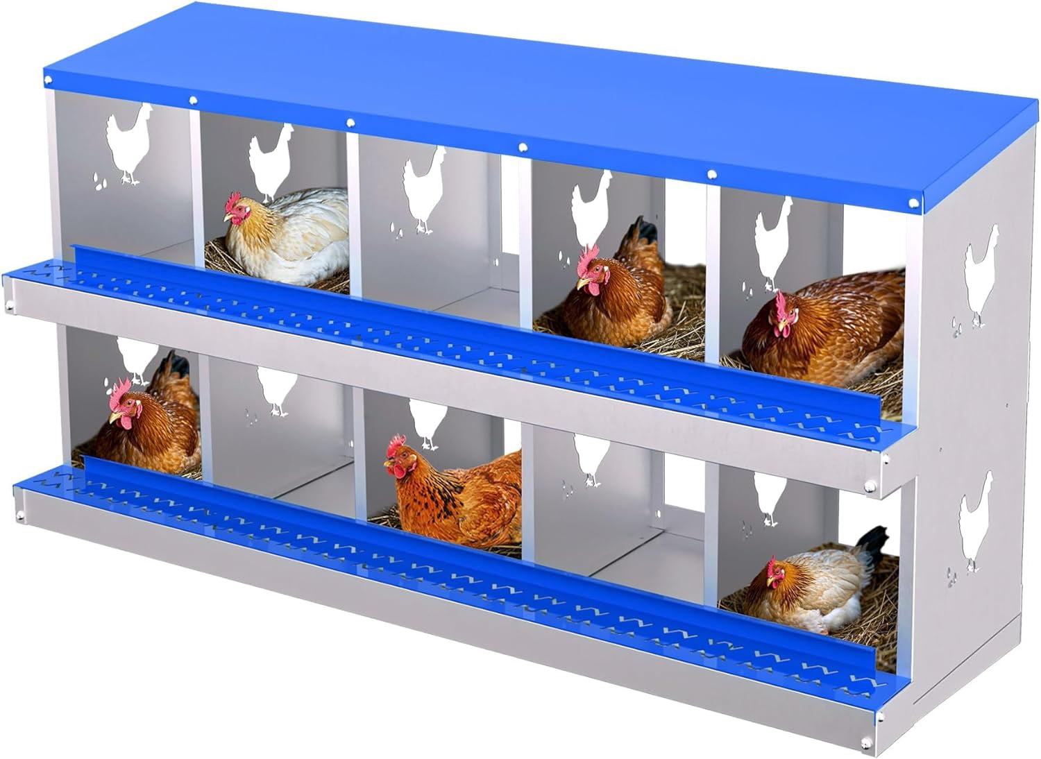 Chicken Nesting Boxes, 10-Hole Roll Away Nest Box for Chicken Coop ...