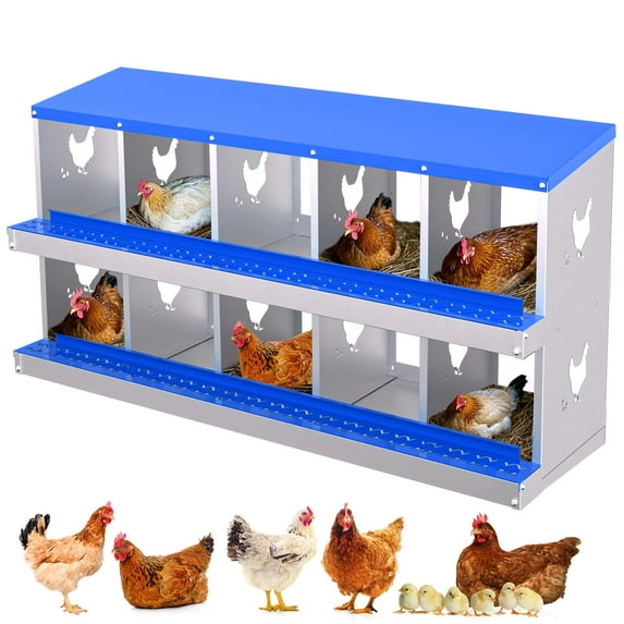 Chicken Nesting Boxes 10 Holes Galvanized Steel Rustproof Egg Laying ...