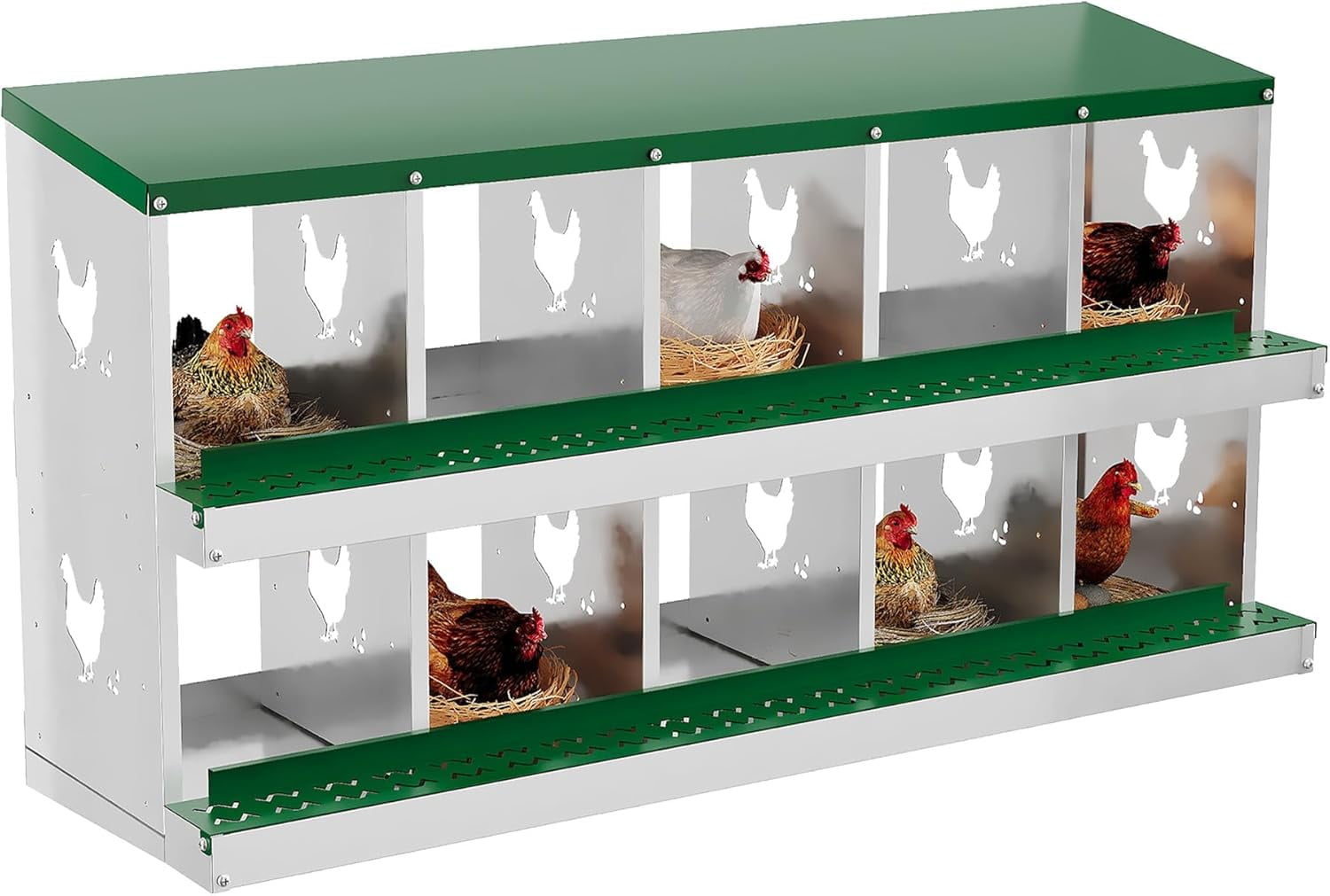 Chicken Nesting Boxes 10 Holes Galvanized Steel Rustproof Egg Laying ...